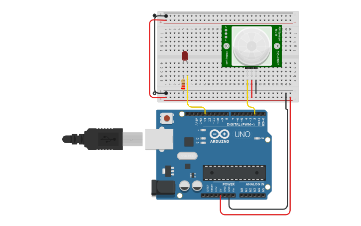 Circuit Design Pir Motion Sensor With Arduino Blocks Tinkercad 9070