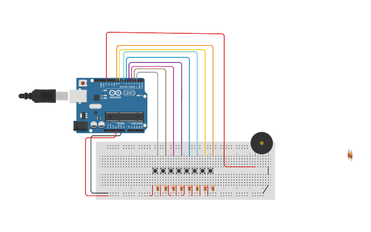 Circuit design Prática II - Piezo | Tinkercad