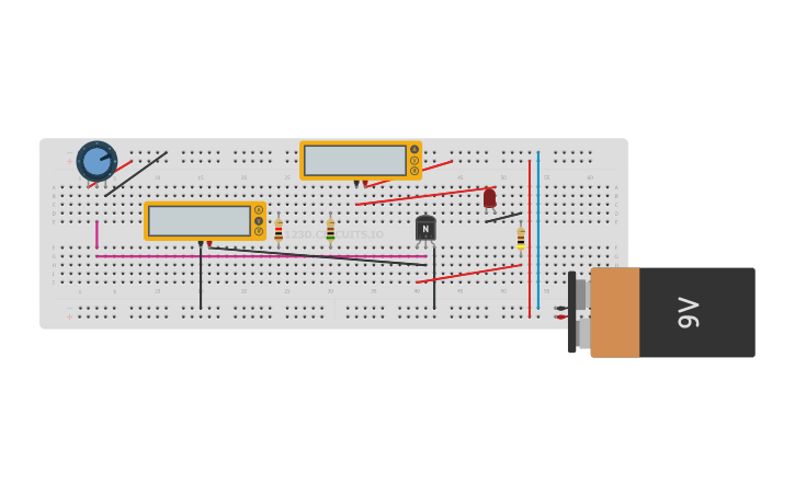 Circuit design breadboard voltage rails - Tinkercad