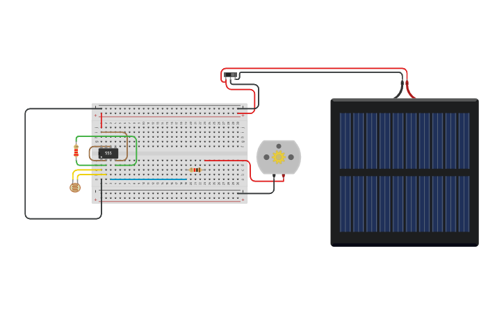 Circuit design timer 555 and photoresistor sensor - Tinkercad