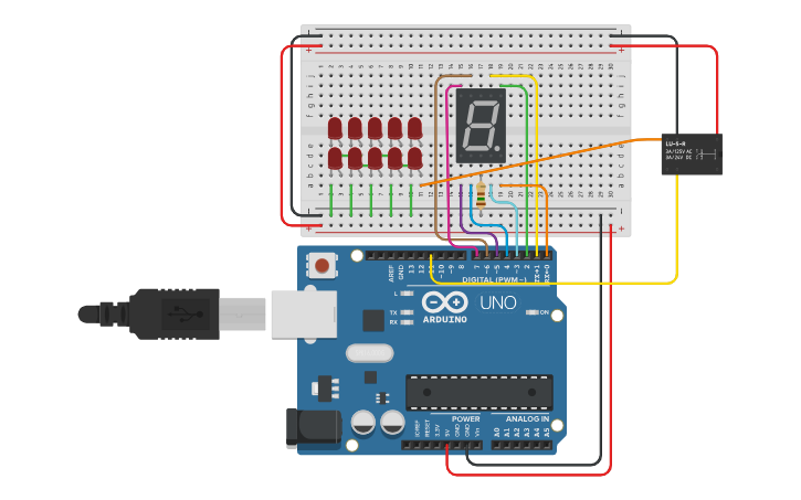 Circuit design 7 Segment Timer Bomb - Tinkercad