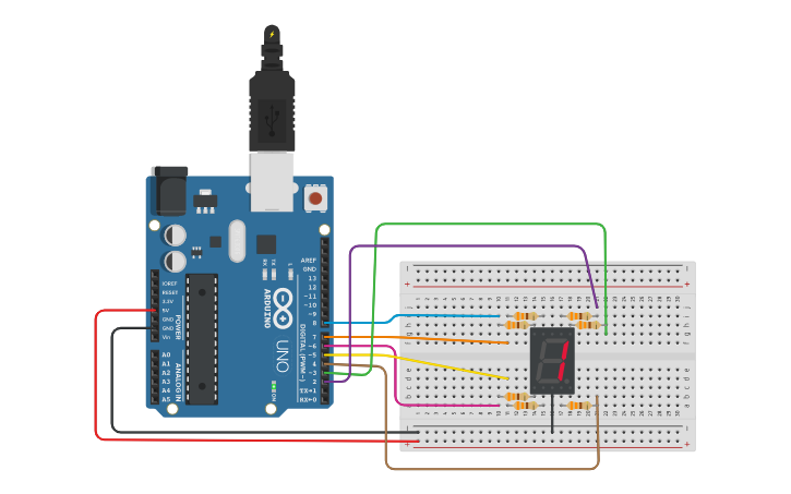 Circuit design Array display 7 seg - Tinkercad