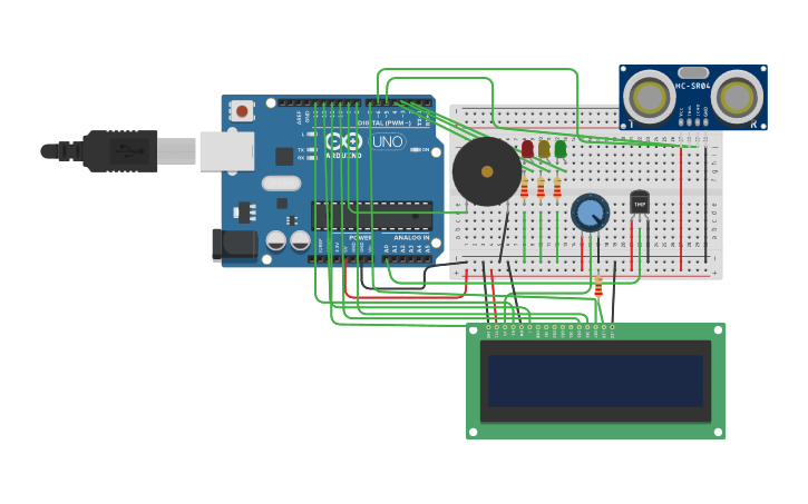 Circuit design Simulacion aparcamiento - Jimmy Rozo - Tinkercad