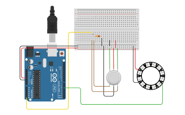 Circuit design Alcohol Detection - Tinkercad