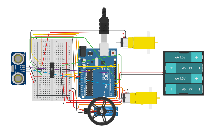 Circuit design boxing robot 2.0 - Tinkercad
