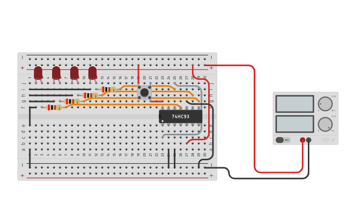 Circuit design Binary Counter - Tinkercad