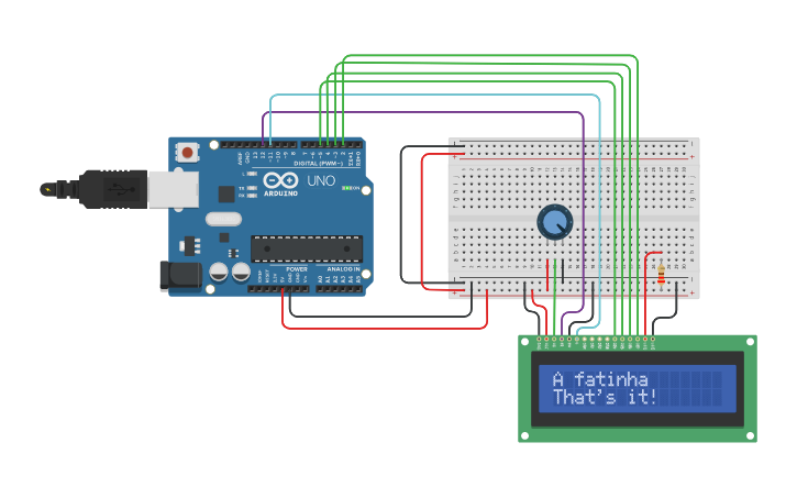 Circuit design LCD 16X2 - Tinkercad