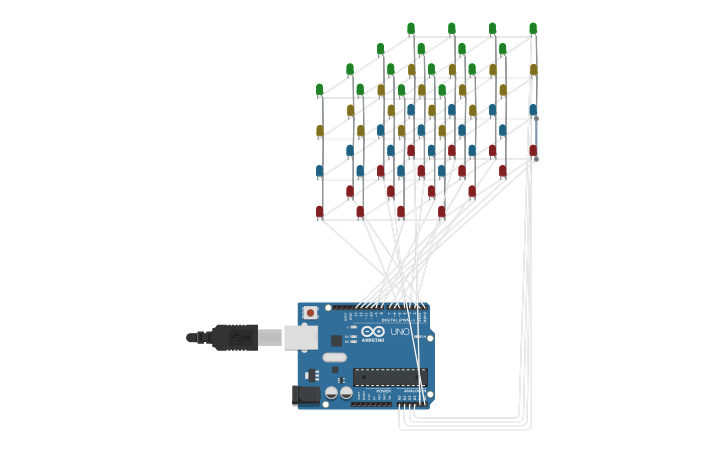 Circuit design 4x4x4 led cube - Tinkercad