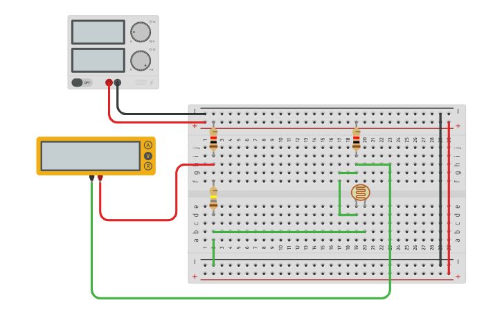 Circuit design Puente de Wheatstone - Tinkercad