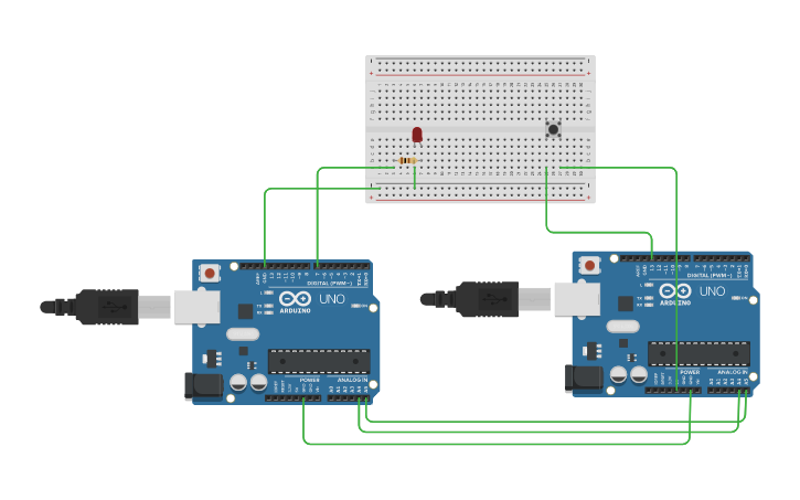 Circuit design I2C MASTER TO SLAVE - Tinkercad