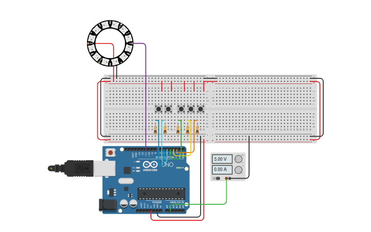 Circuit design test breadboard | Tinkercad