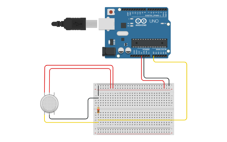 Circuit design Gas Sensor - MQ-5 - Tinkercad
