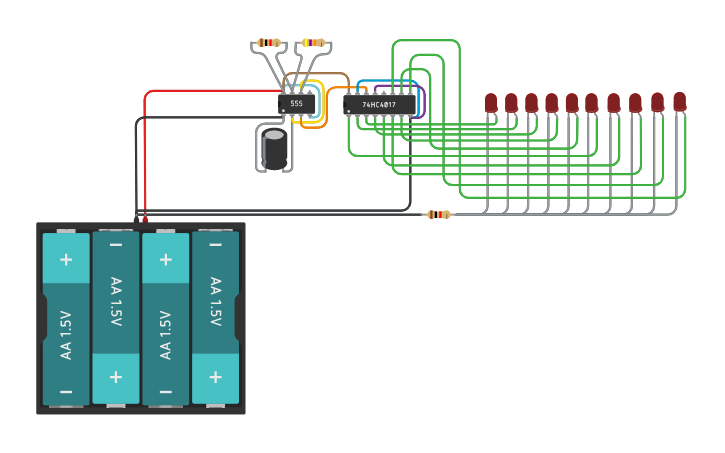 Circuit Design Led Chaser Tinkercad