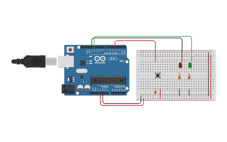Circuit design pull-up and pull-down - Tinkercad
