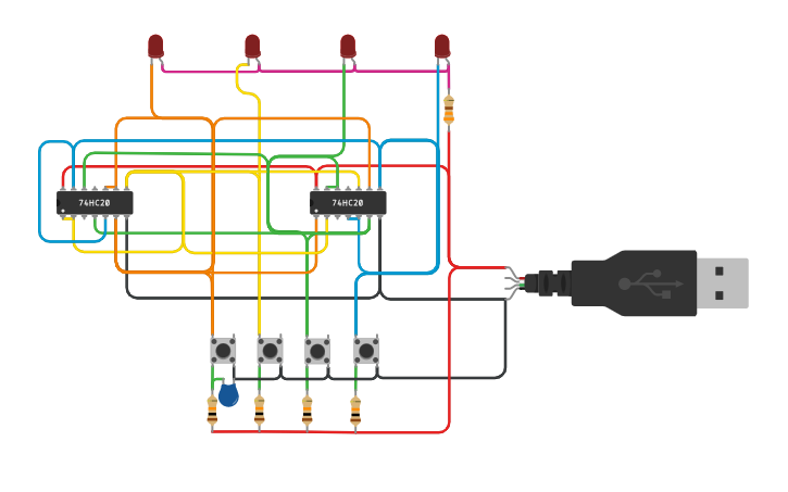 Circuit design MultiStable Trigger (4 state) - Tinkercad