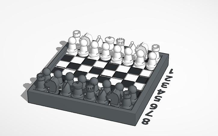 3D design Chess Board with Pieces - Tinkercad