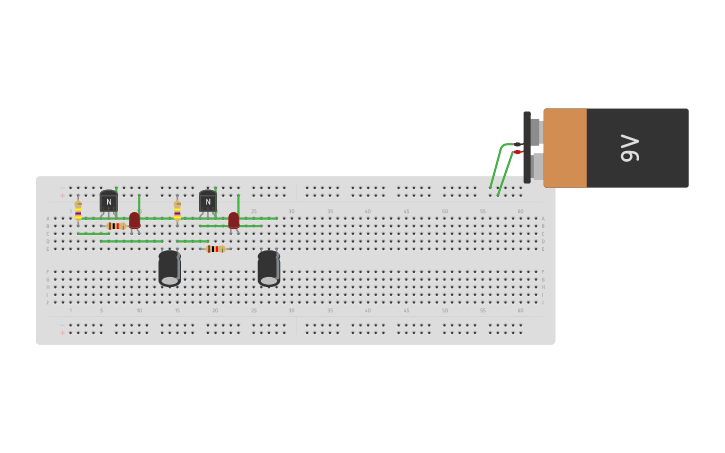 Circuit design LEDS intermitentes - Tinkercad