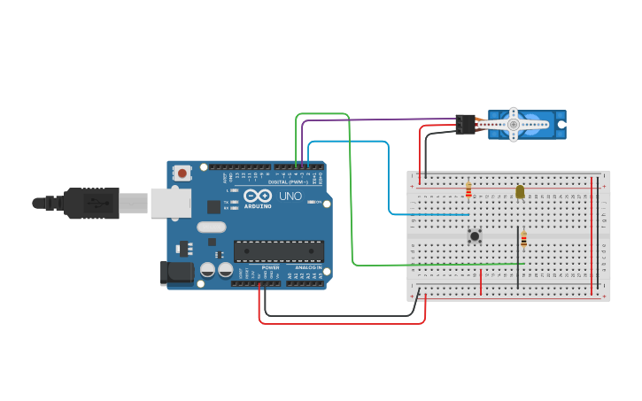 Circuit design servomotor y motor - Tinkercad