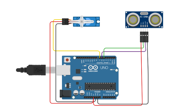 Circuit design Cesto Automatico Arduino | Tinkercad