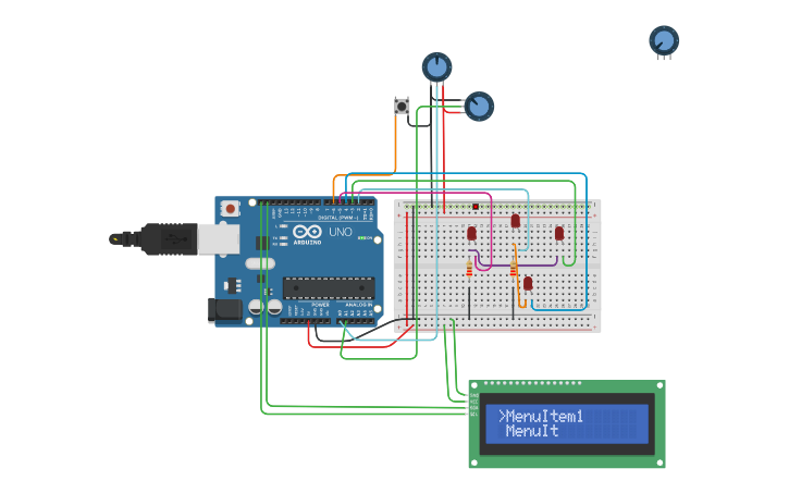 Circuit design Arduino uno Joystic menu - Tinkercad
