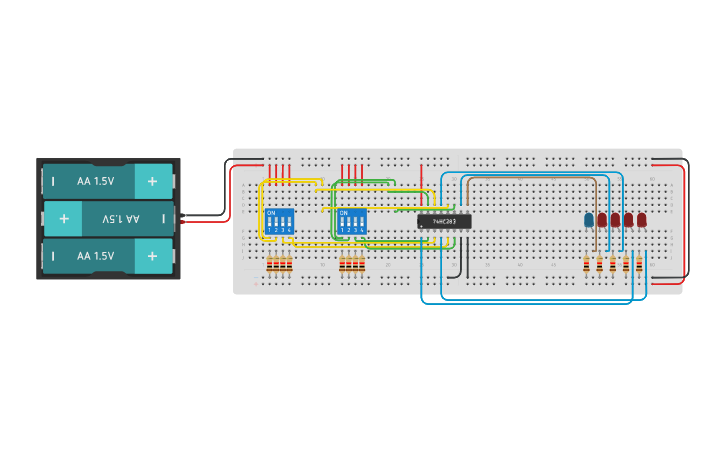 Circuit design 74283 Suma - Tinkercad