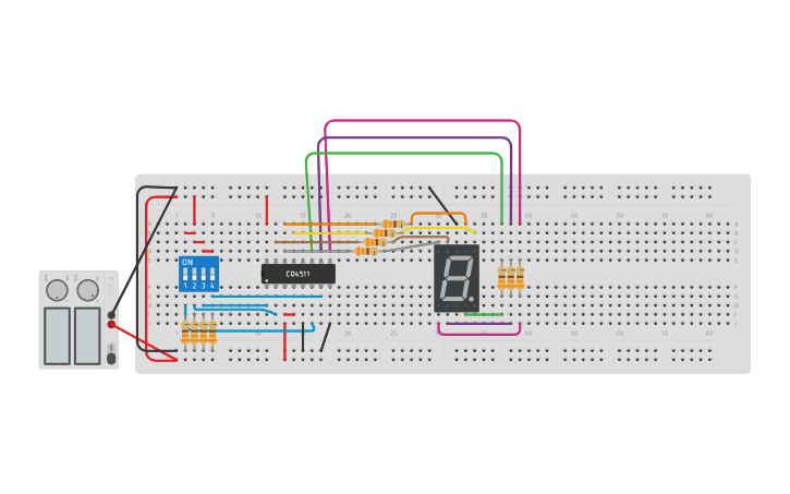 Circuit design CODIGO BCD DISPLAY 7 SEGMENTOS - Tinkercad