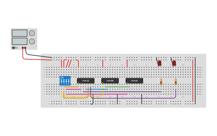 Circuit design 4:2 priority Encoder - Tinkercad