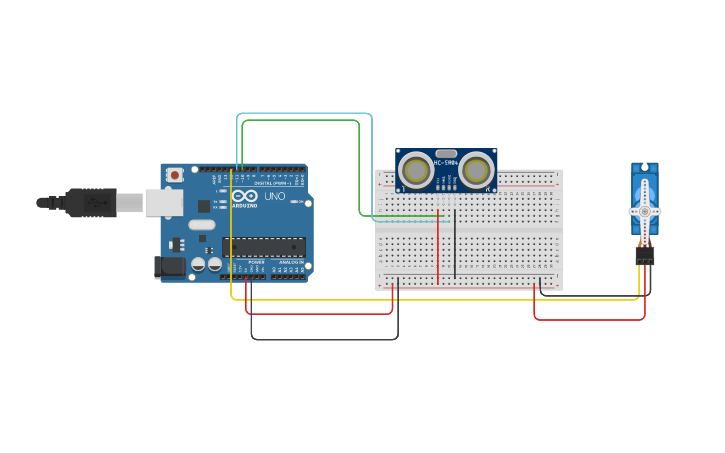 Circuit design Radar Robotico - Tinkercad