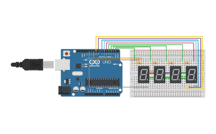 Circuit design 7segment *4 - Tinkercad
