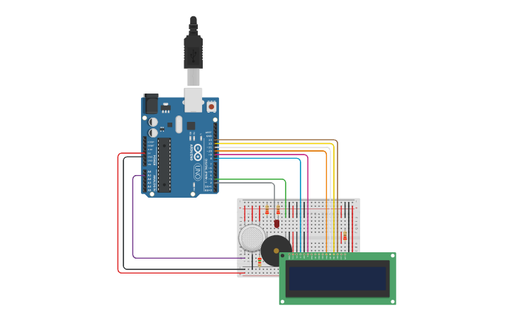 Circuit Design Gas Sensor Tinkercad 