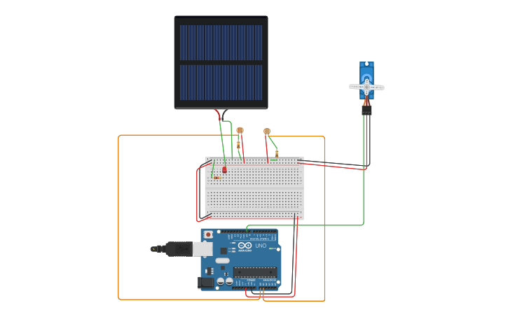 Circuit design sun tracking solar panel | Tinkercad