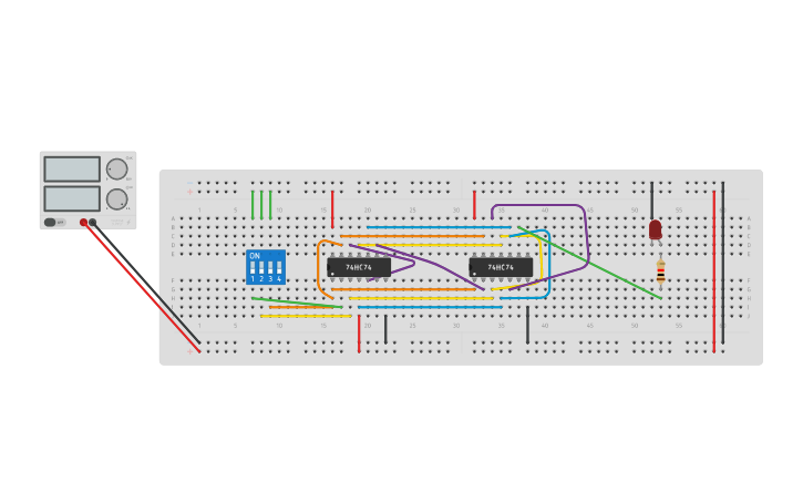 Circuit design Exp 10: 4-bit Serial in Serial out shift register | Tinkercad