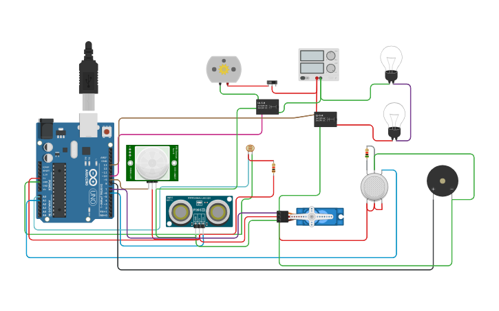 Circuit Design Smart Home Automation With Sensors Tinkercad