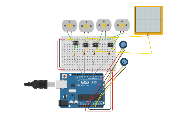 Circuit design DRON CON MODULO JOISTICK - Tinkercad