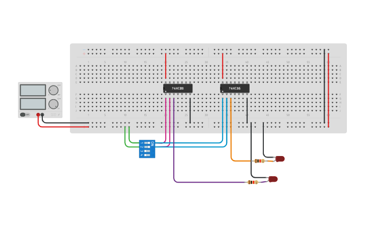 Circuit design Half Adder | Tinkercad