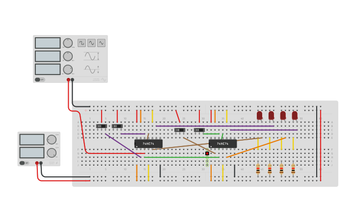 Circuit design Parallel In Parallel Out - Tinkercad