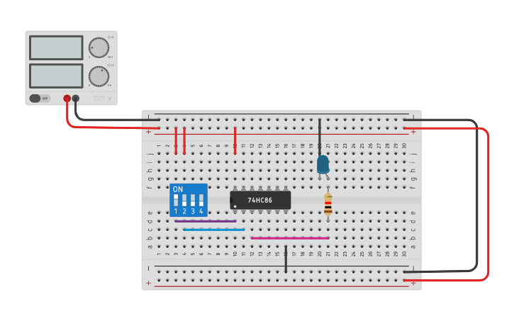 Circuit design XOR Gate - Tinkercad
