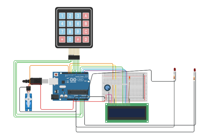 Circuit design Sistema de Cerradura - Tinkercad