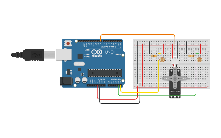 Circuit design Arduino - Servo LDR - Tinkercad