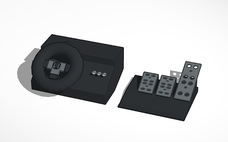 3D design U gaming steering wheel and pedals | Tinkercad