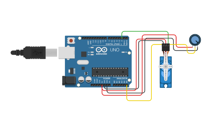 Circuit design Servo w/ VR - Tinkercad