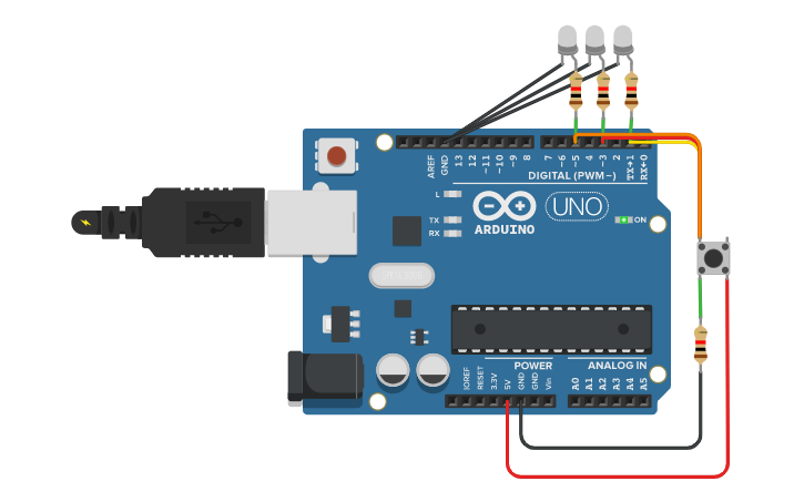 Circuit Design Ejemplo De Leds Con Pulsadores Tinkercad