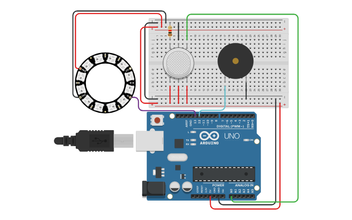 Circuit design Particles Detector for Air Quality - Tinkercad