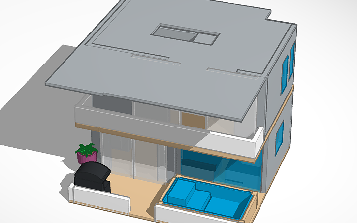 3D design modern house - Tinkercad