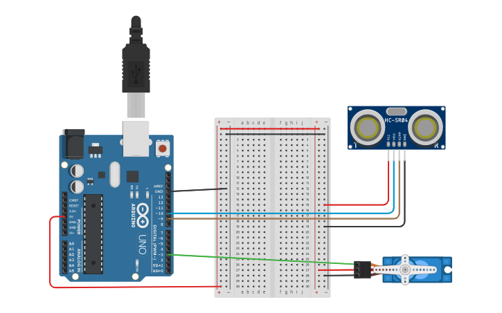 Circuit design Ultrasonic Boom Gate Circuit | Tinkercad