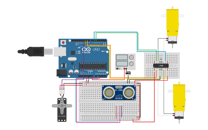 Circuit Design Obstacle Avoidance Robot Tinkercad