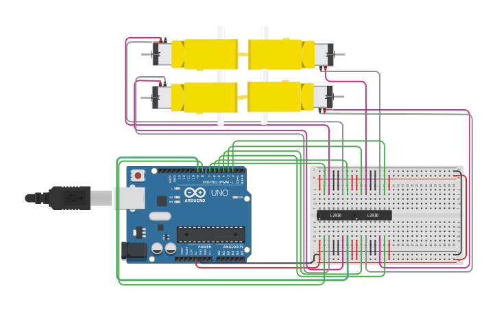 Circuit design Quad motors | Tinkercad