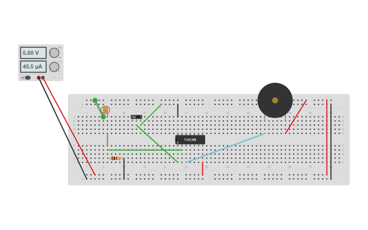 Circuit design Burgular alarm circuit using LDR Sensor - Tinkercad Circuit design Burgular alarm circuit using LDR Sensor - Tinkercad