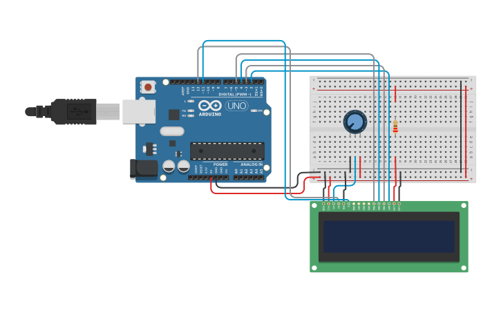 Circuit design LCD Display - Tinkercad