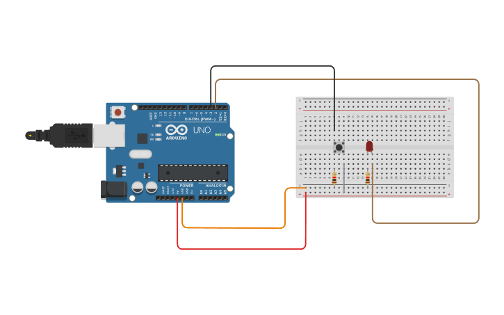 Circuit design 1LED_PUSHBUTTON - Tinkercad